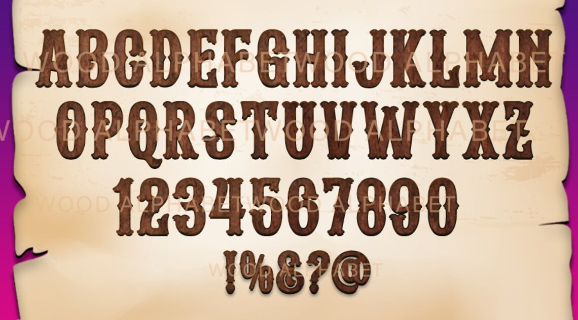 RUSTIC Wooden letters & numbers clipart. Digital download. | Etsy