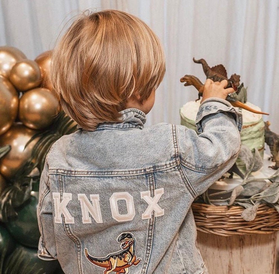 Personalised Kids Denim Jacket Dinosaur Jacket - Etsy