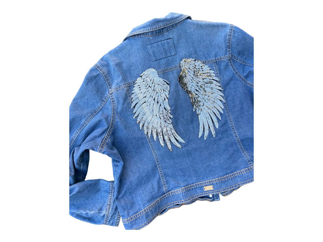 Personalised Angel Jacket. Denim Jacket. Silver Sequin. Gold - Etsy