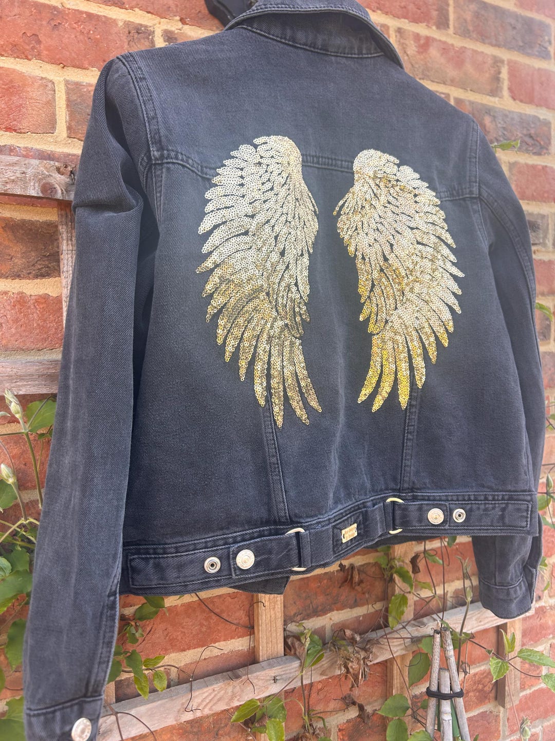 Denim Angel Jacket. Denim Jacket. Gold Sequin. Gold Angel Wing Jacket ...