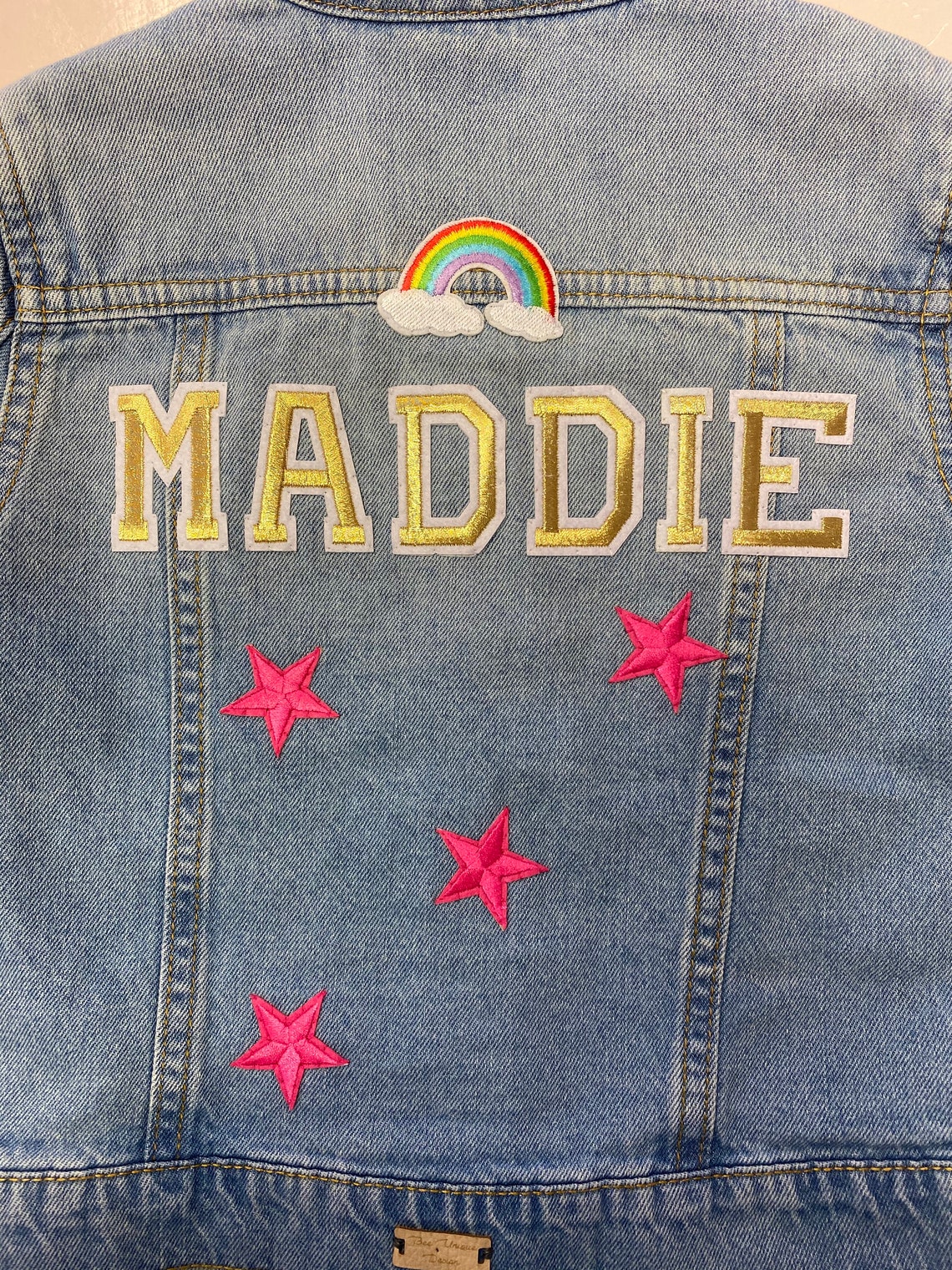 Personalised Kids Denim Jacket, Name Jacket, Rainbow and Stars - Etsy