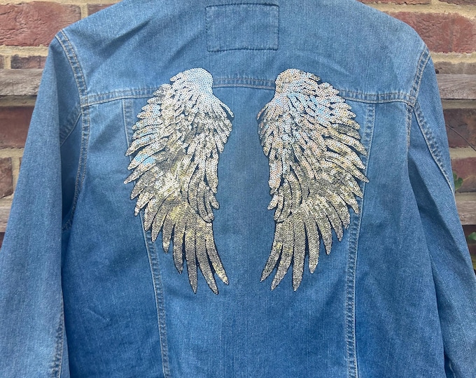 Denim Angel Jacket. Denim Jacket. Silver Sequin. Silver Angel Wing ...