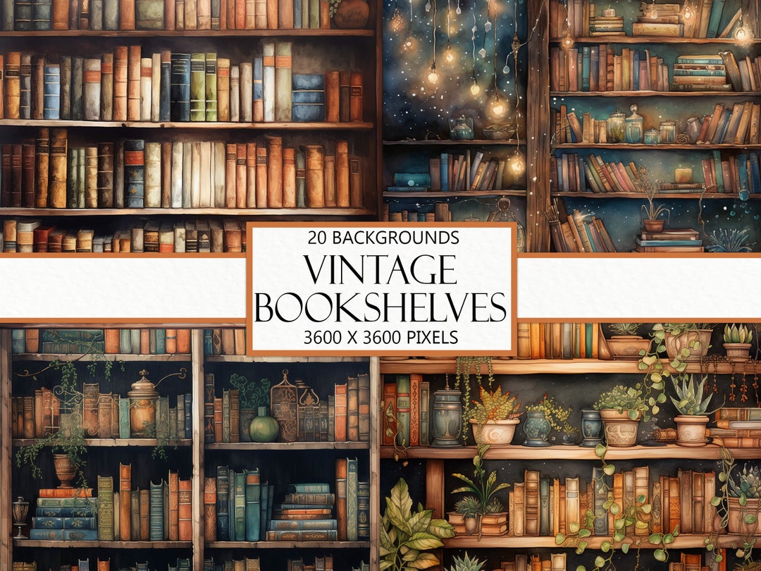 Dark Academia Bookshelf Images, Vintage Bookshelves, Scrapbook Papers ...