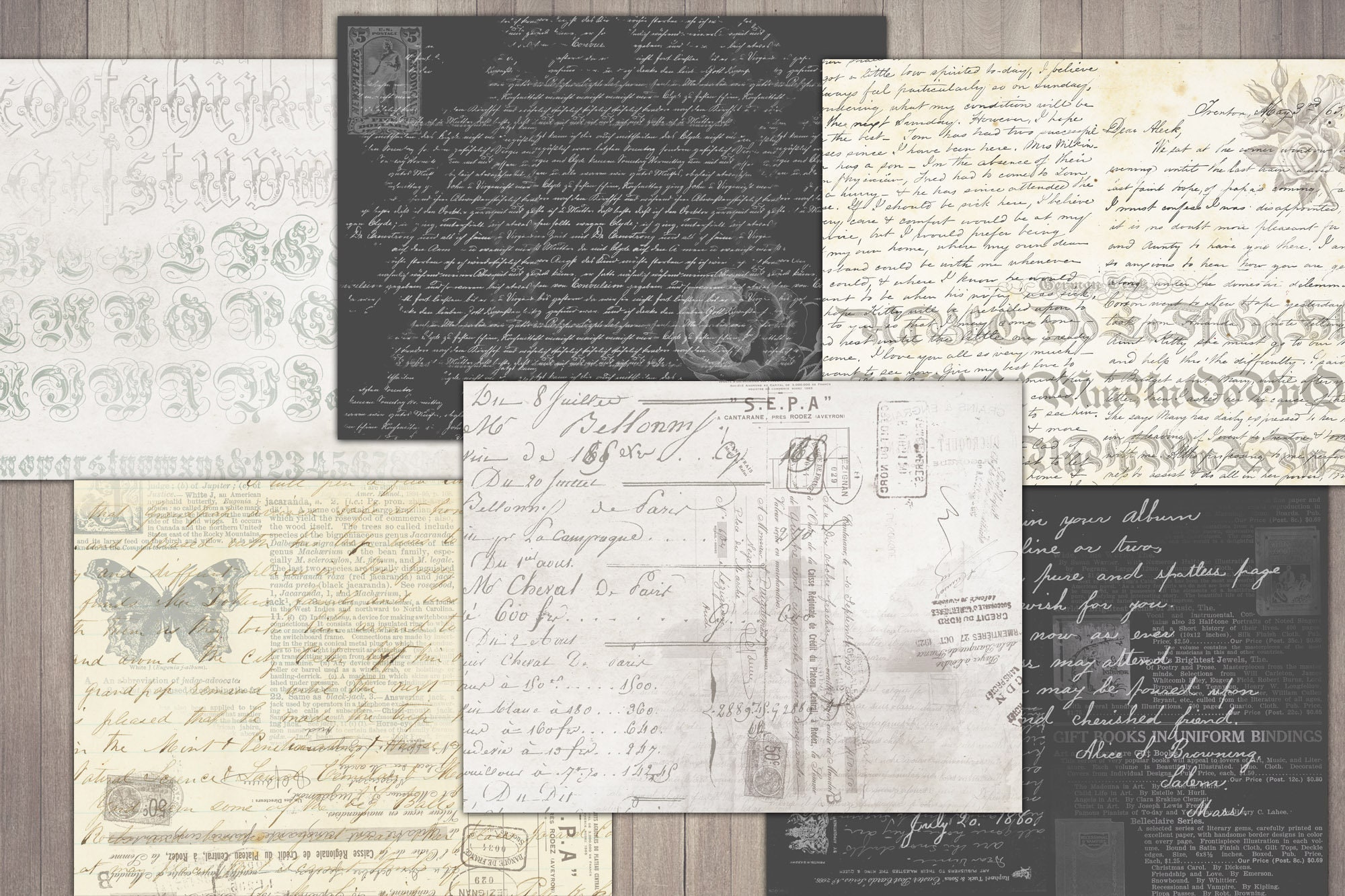 Printable Antique Documents Background Paper Vintage Junk - Etsy UK