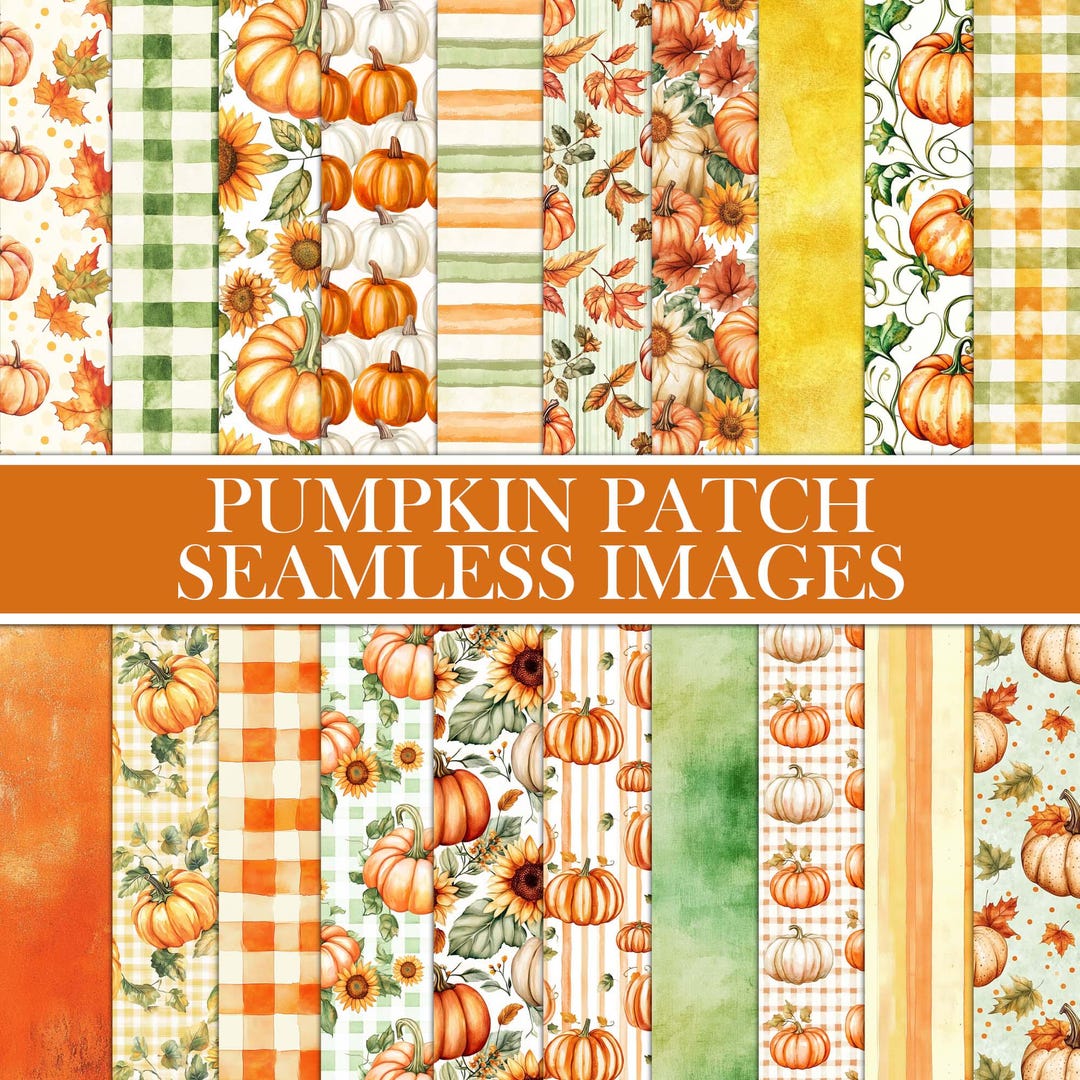 Vintage Pumpkin Patch, Seamless Antique Papers, Autumn Patterns ...