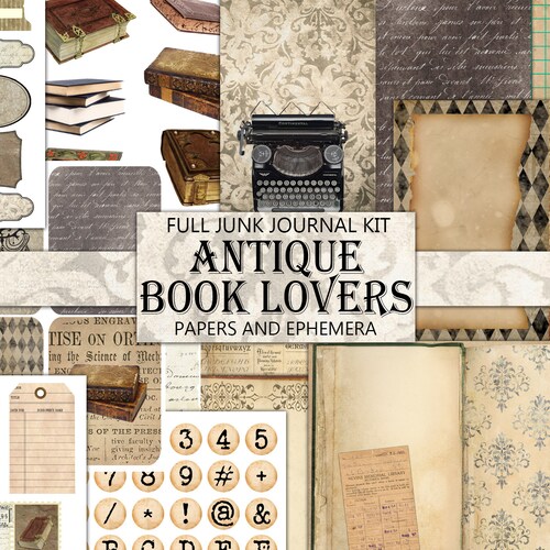 Antique Library Junk Journal Kit Vintage Book Book Lover - Etsy