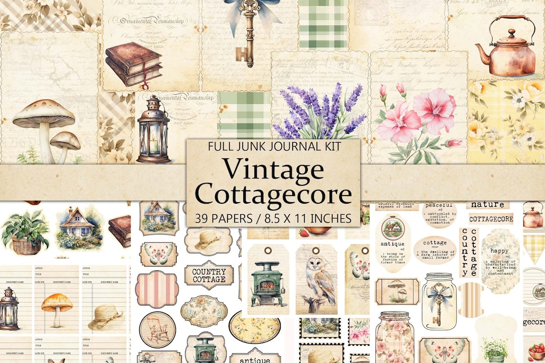 Vintage Cottagecore Junk Journal Kit: 39 Printable Ephemera Pages ...