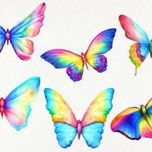 Watercolor Rainbow Butterflies Clipart Pack, Butterfly PNG, Clip Art ...