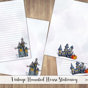 Printable Writing Paper, Haunted House, Watercolor Halloween, Junk ...