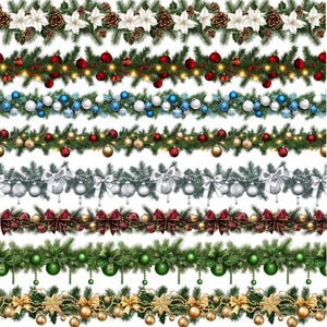 Seamless Christmas Border Clipart, Winter Garland Decoration, Clip Art ...