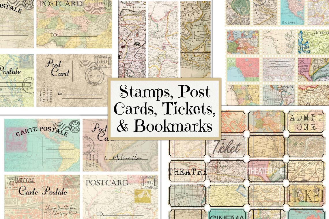 LARGE Collection Vintage Maps Kit Junk Journal Old Maps - Etsy