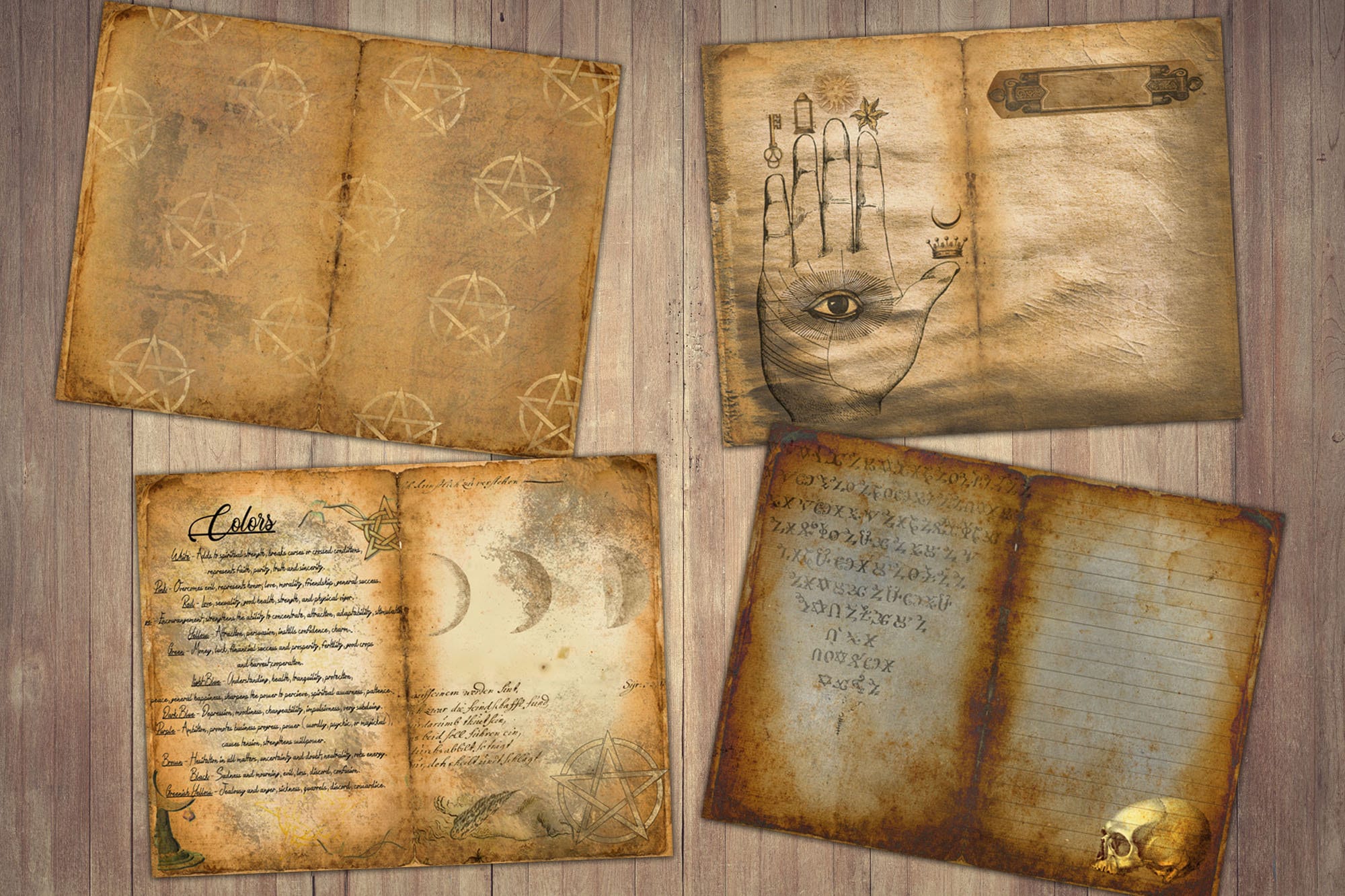 Vintage Book of Shadows Paper: Wicca Journal Ephemera (digital Download ...