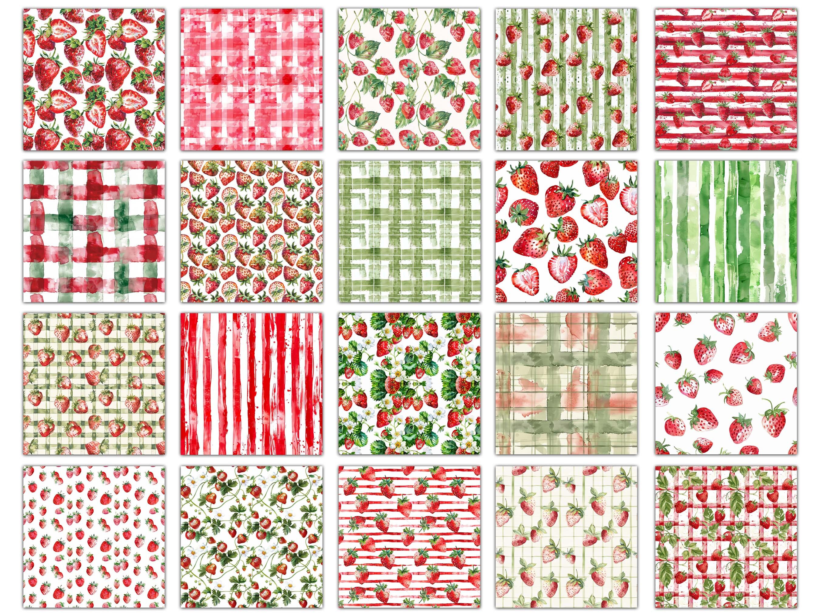 Watercolor Strawberry Seamless Patterns: Scrapbook Paper (digital ...