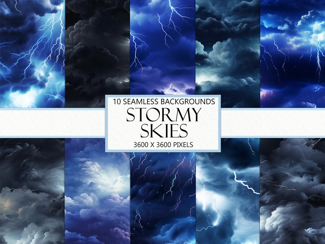 Seamless Stormy Skies Images, Lightning Storm Backgrounds, Scrapbook ...