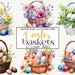Watercolor Easter Baskets Clipart, Holiday Sublimation, Spring Pastel ...