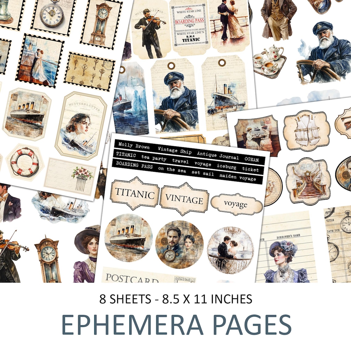 Vintage Titanic Junk Journal Kit: Printable Ephemera (digital Download ...