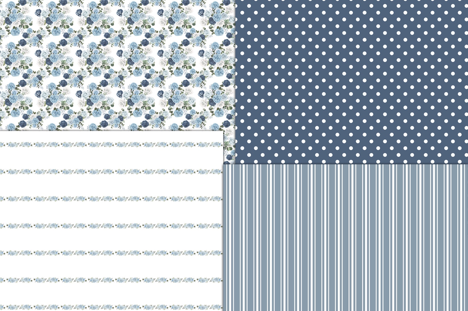Printable Scrapbook Papers Blue Floral Junk Journal Pages - Etsy