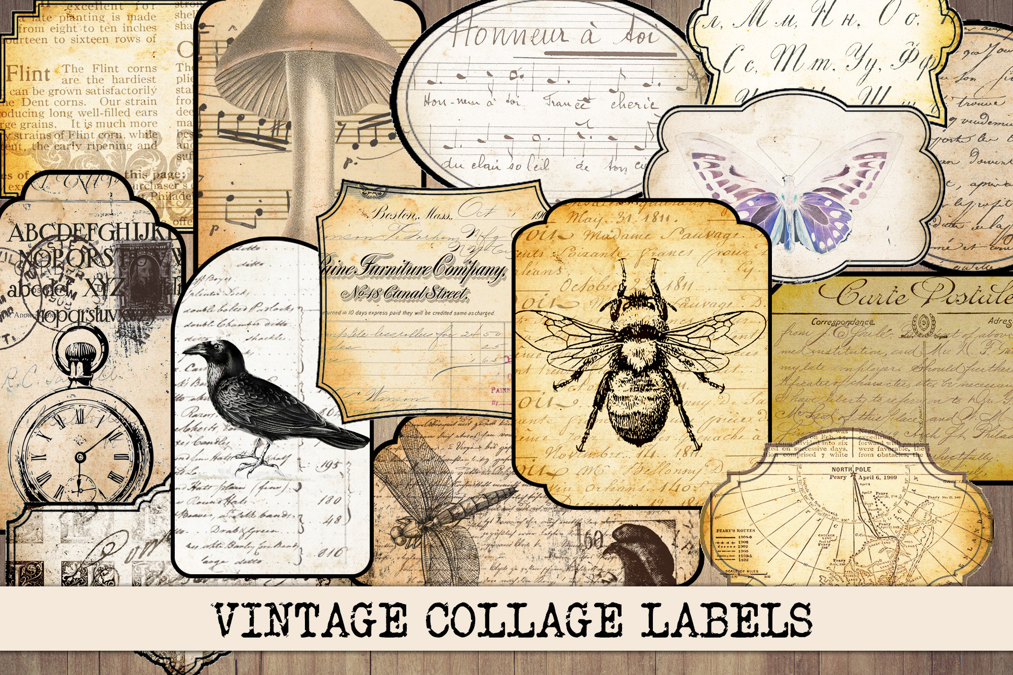 Printable Vintage Collage Labels Antique Junk Journal - Etsy