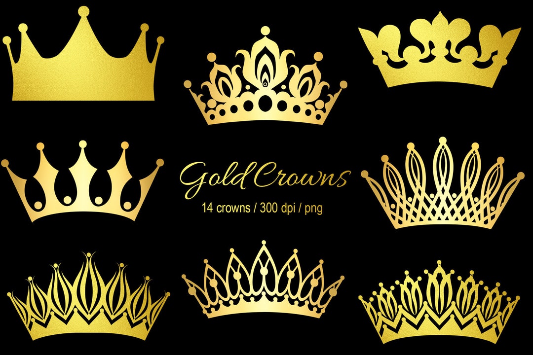 Gold Sparkle Crowns Clipart: Royalty Tiara PNG (digital Download) - Etsy