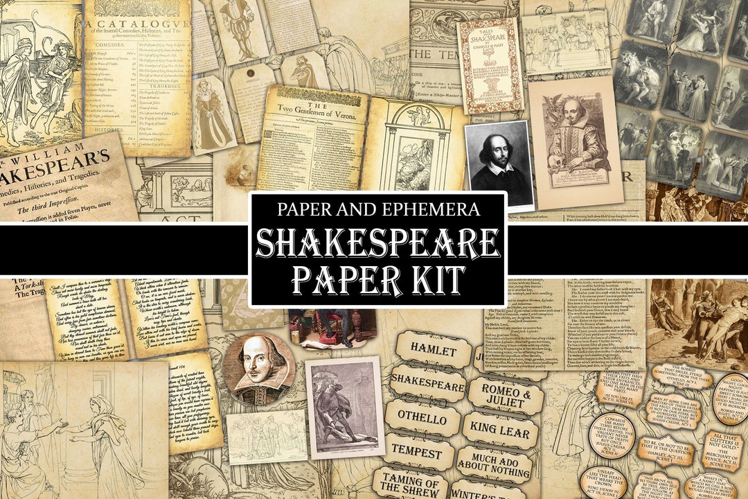 Printable Junk Journal Kit, Shakespeare, Grunge, Vintage, Ephemera ...