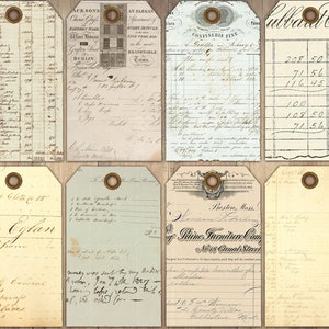 Vintage Invoice Tags, Antique Receipts, Journal Cards, Labels, Junk ...