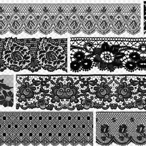 Vintage Black Lace Borders, Lace Edge Clipart, PNG Lace, Scrapbook ...
