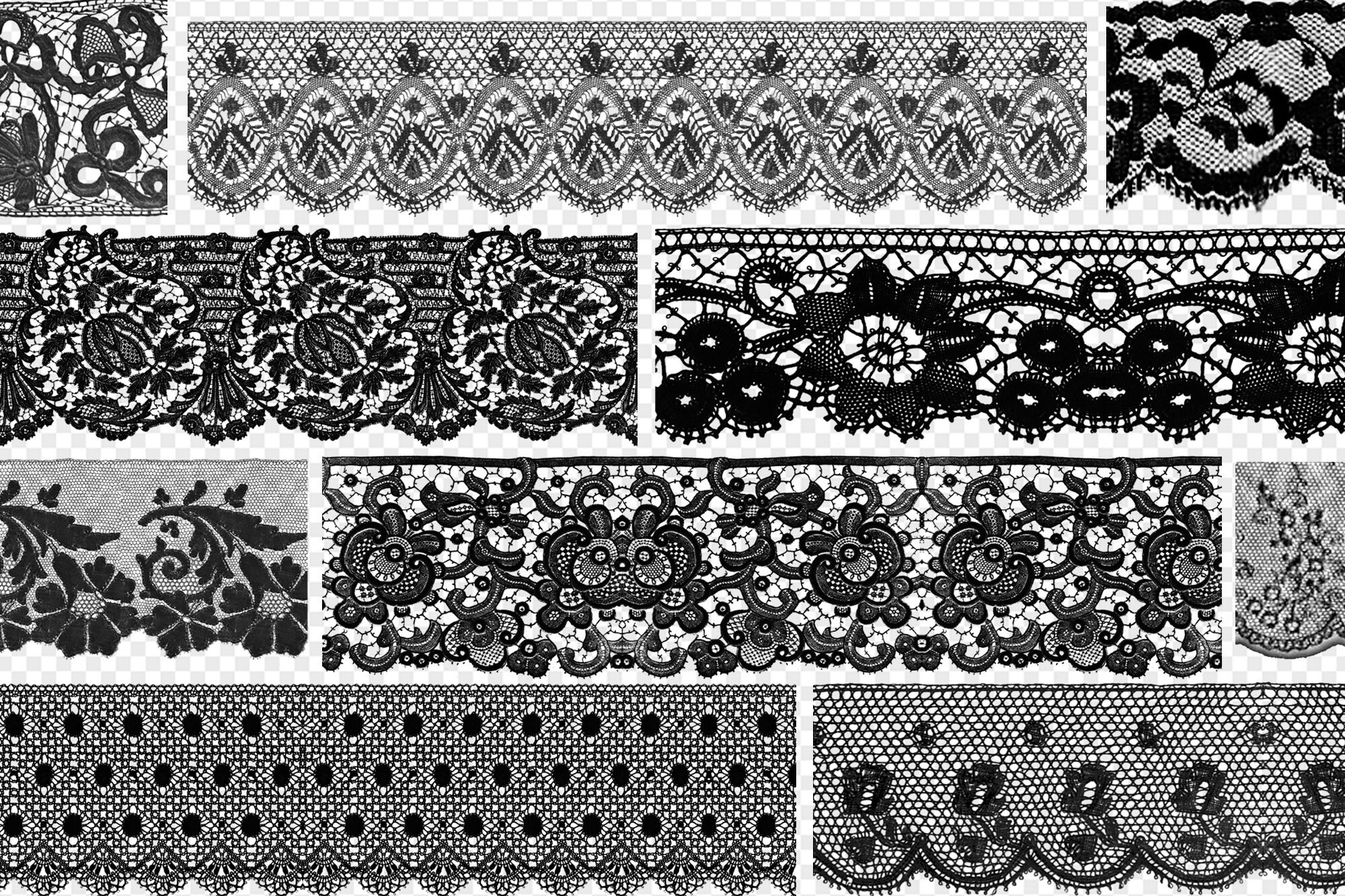 Vintage Black Lace Borders Lace Edge Clipart PNG Lace - Etsy