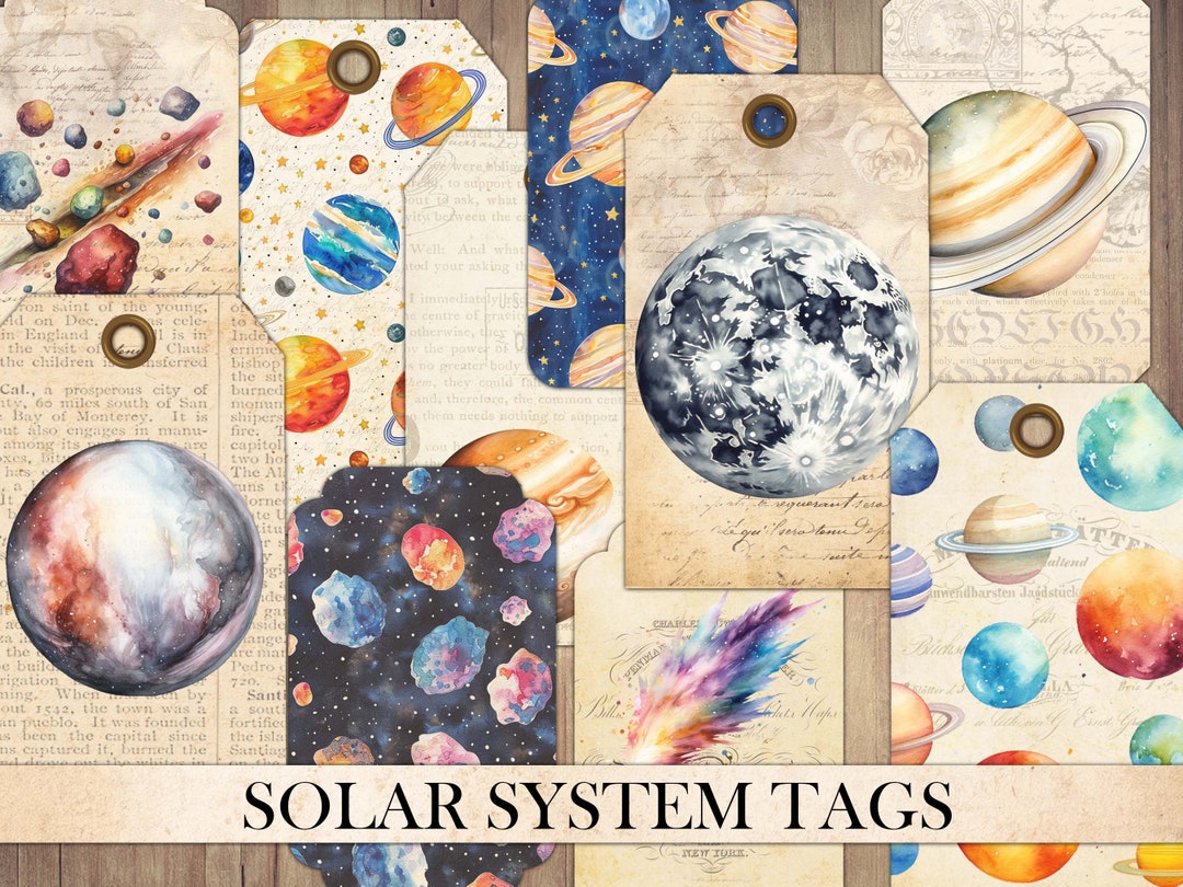 Vintage Solar System Tags, Junk Journal Ephemera, Antique Cards ...