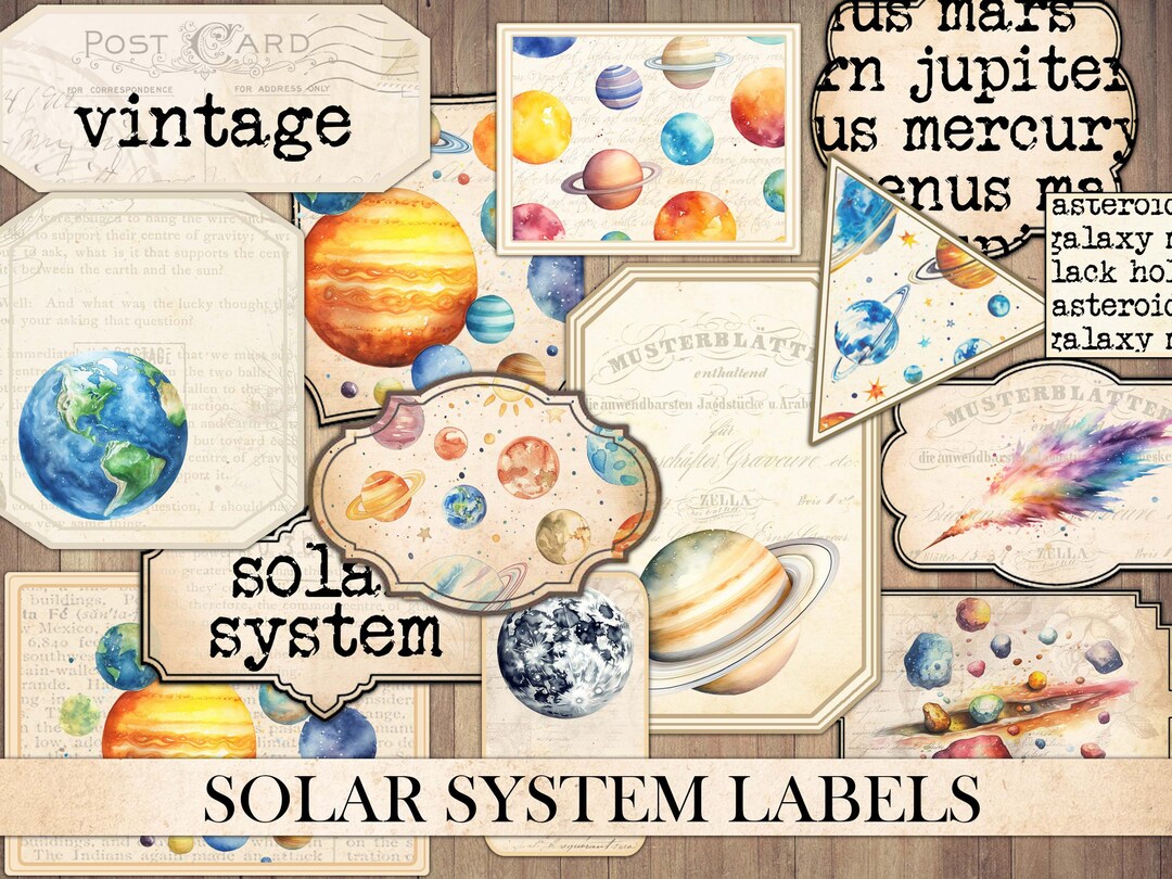 Vintage Solar System Labels, Junk Journal Ephemera, Antique Cards ...