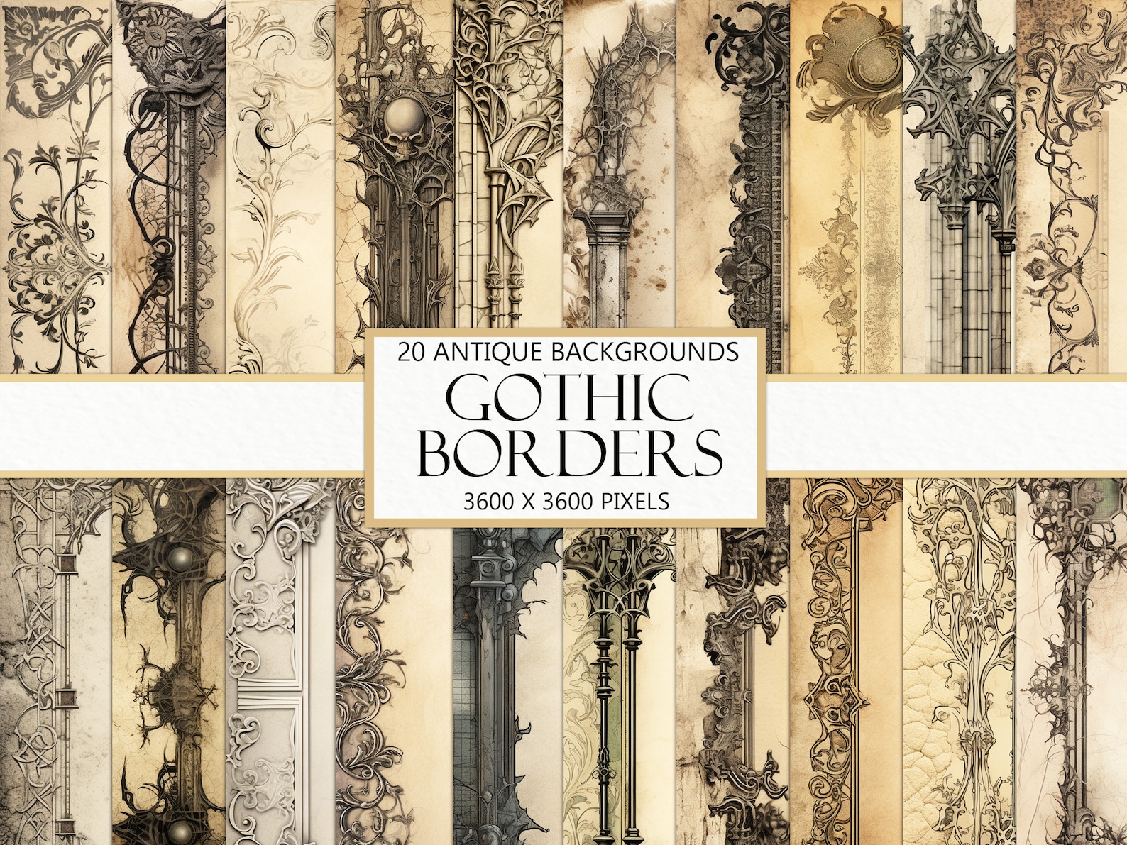 Vintage Gothic Border Backgrounds: Junk Journal Ephemera (digital ...
