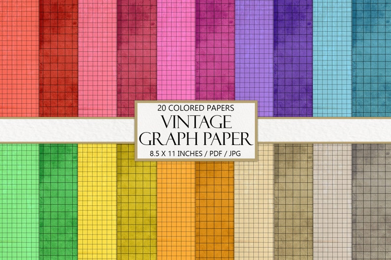 Vintage Graph Paper: 20 Colorful Junk Journal Backgrounds (digital ...