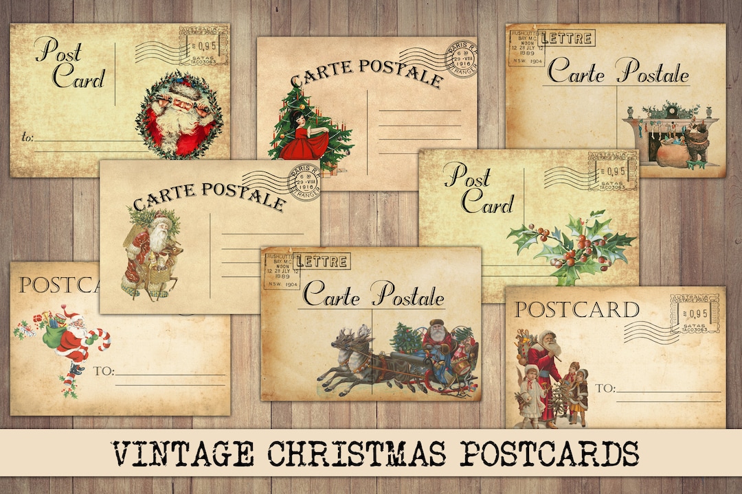 Vintage Christmas Postcards, Winter Designs, Seasonal Junk Journal ...