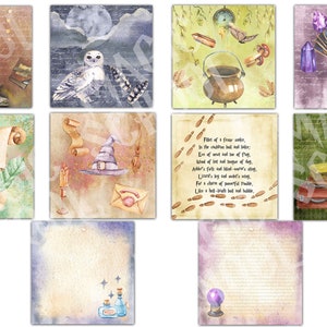 Printable Scrapbook Papers, Magic School, Wizard Design, Owl, Night Sky ...