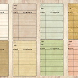 Vintage Library Cards, Old Cards, Junk Journal Embellishment, Antique ...