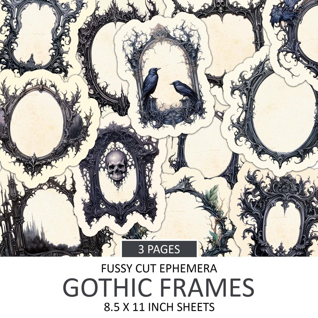 Watercolor Gothic Frames, Fussy Cut Junk Journal Ephemera, Scrapbook ...