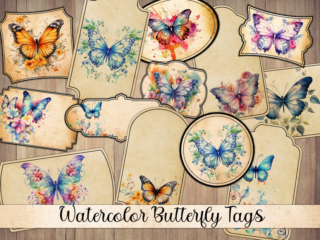 Printable Vintage Butterfly Labels, Junk Journal Ephemera, Old Label ...