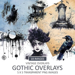 Vintage Gothic Overlays: Grunge Textures, Victorian Images (digital ...