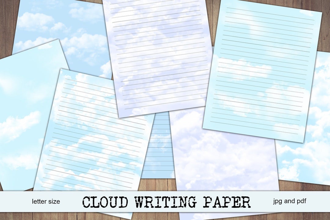 Printable Writing Paper, Blue Sky, Fluffy Cloud, Junk Journal ...