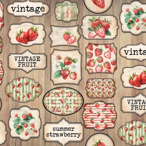 Vintage Strawberry Labels, Junk Journal Ephemera, Antique Cards ...