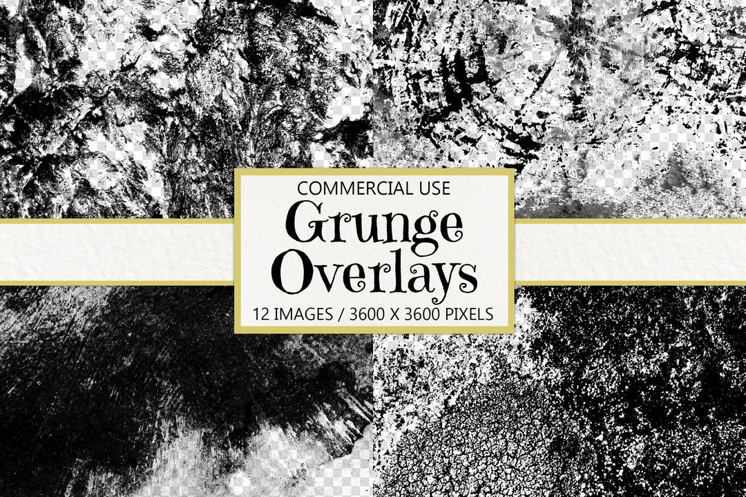 Black Grunge Texture Overlays: Vintage Distressed Photoshop Patterns ...