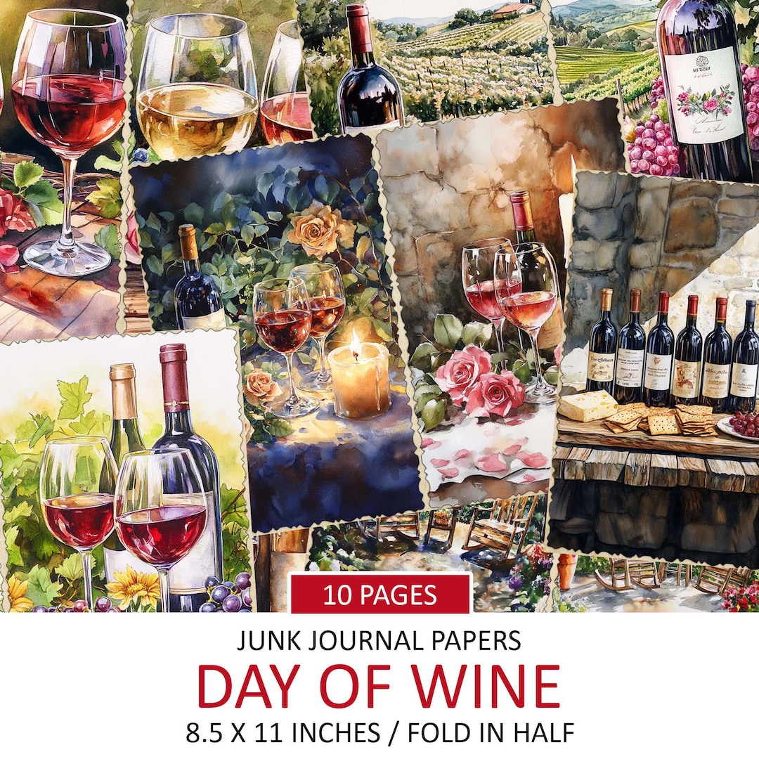 Vintage Wine Vineyard Junk Journal Paper: Scrapbook Ephemera (digital ...