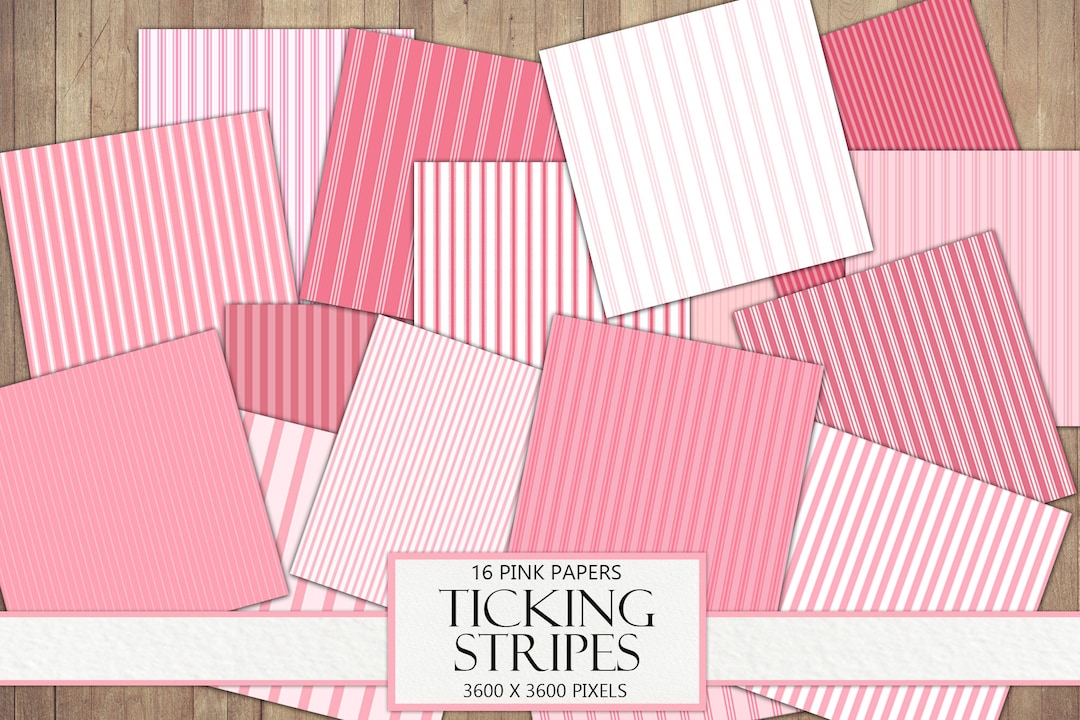 Pink Ticking Stripe Paper: Scrapbook & Junk Journal (digital Download ...
