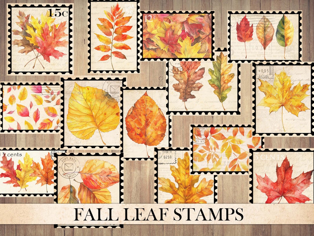 Vintage Fall Leaf Stamps: Junk Journal Ephemera (digital Download) - Etsy