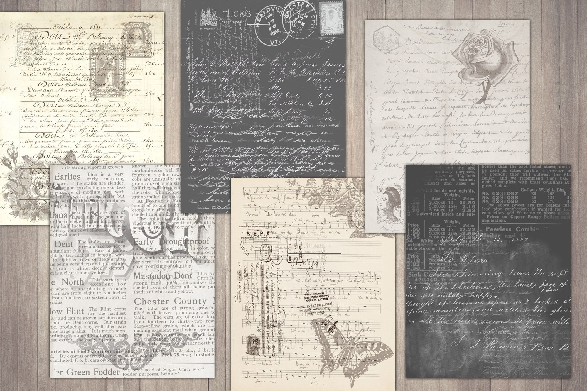 Printable Antique Documents Background Paper Vintage Junk - Etsy UK