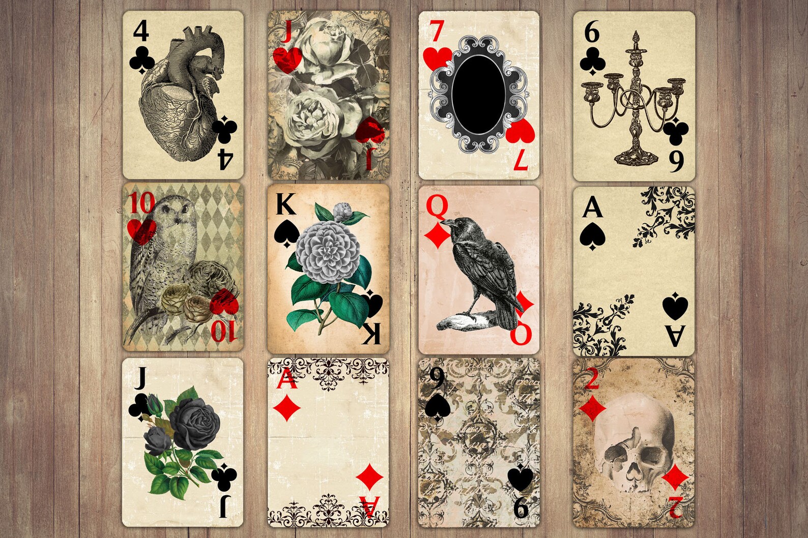 Gothic Playing Cards Vintage Goth Antique Old Clipart - Etsy