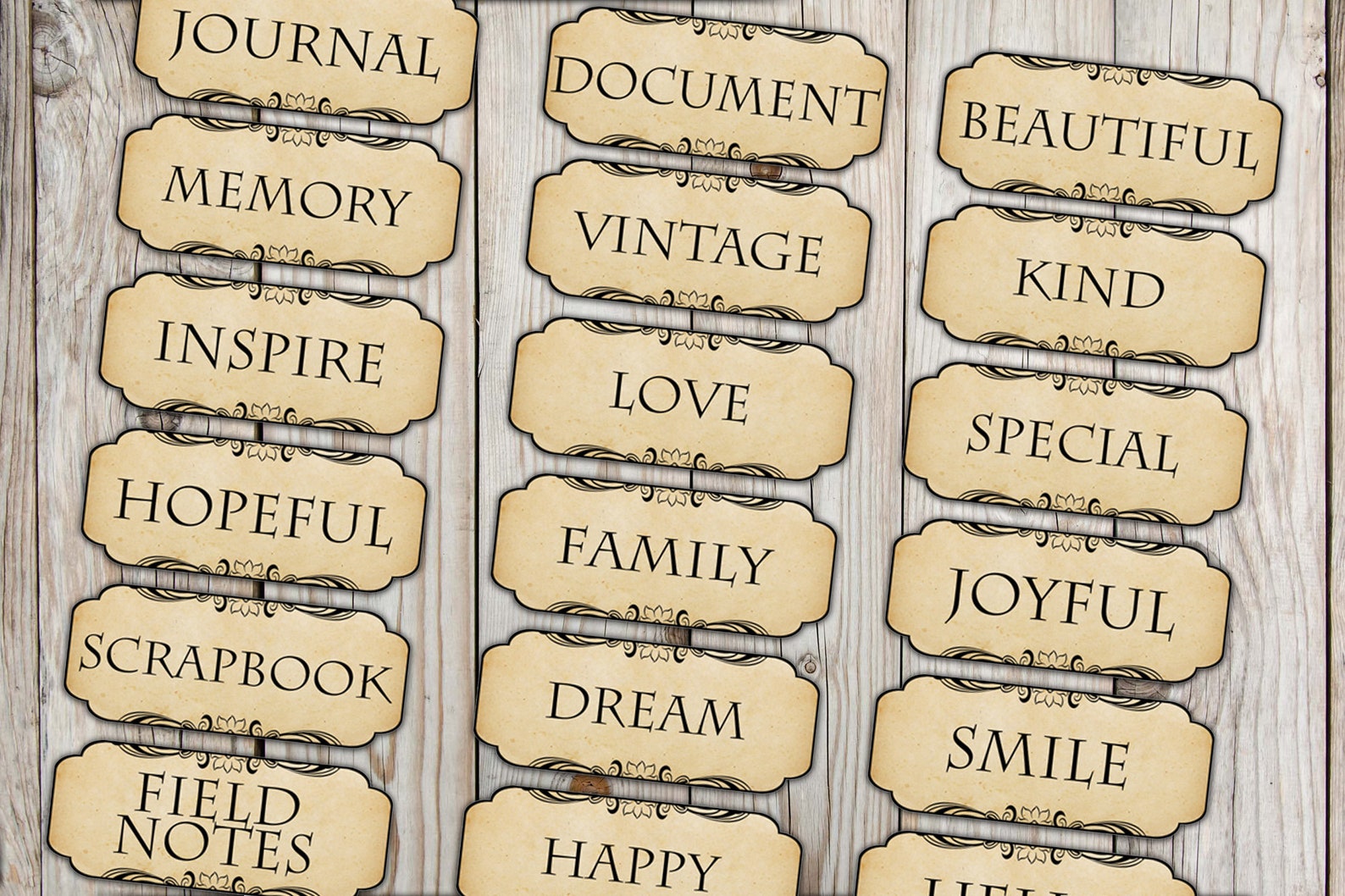 Printable Journal Word Labels Word Scraps Junk Journal - Etsy