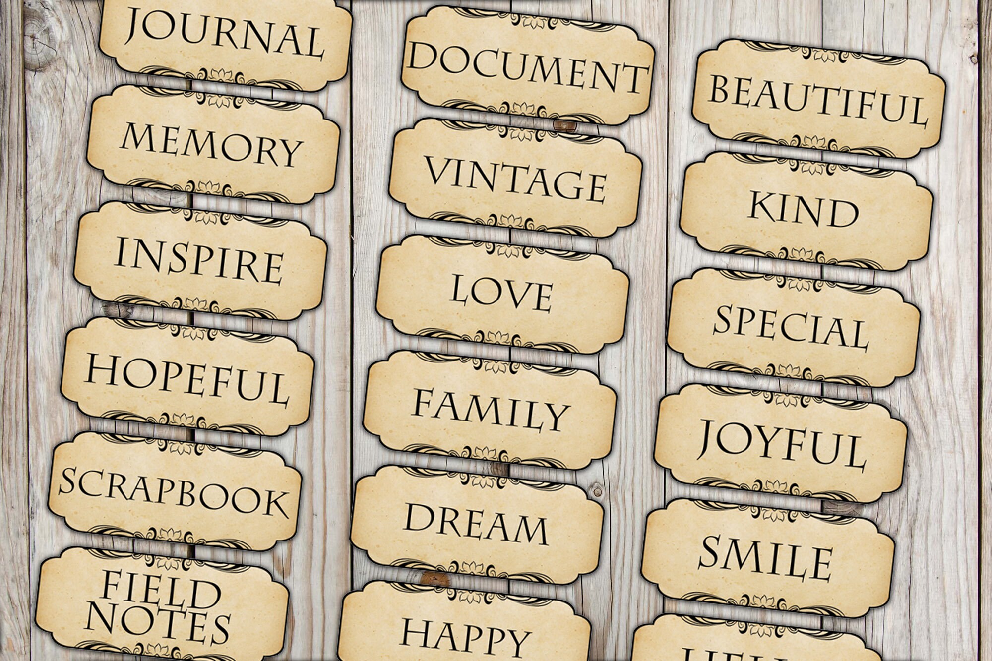 Printable Journal Word Labels Word Scraps Junk Journal - Etsy