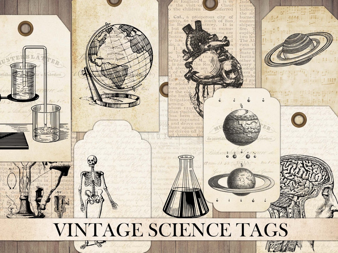 Vintage Science Tags, Junk Journal Ephemera, Antique Cards, Scientific ...