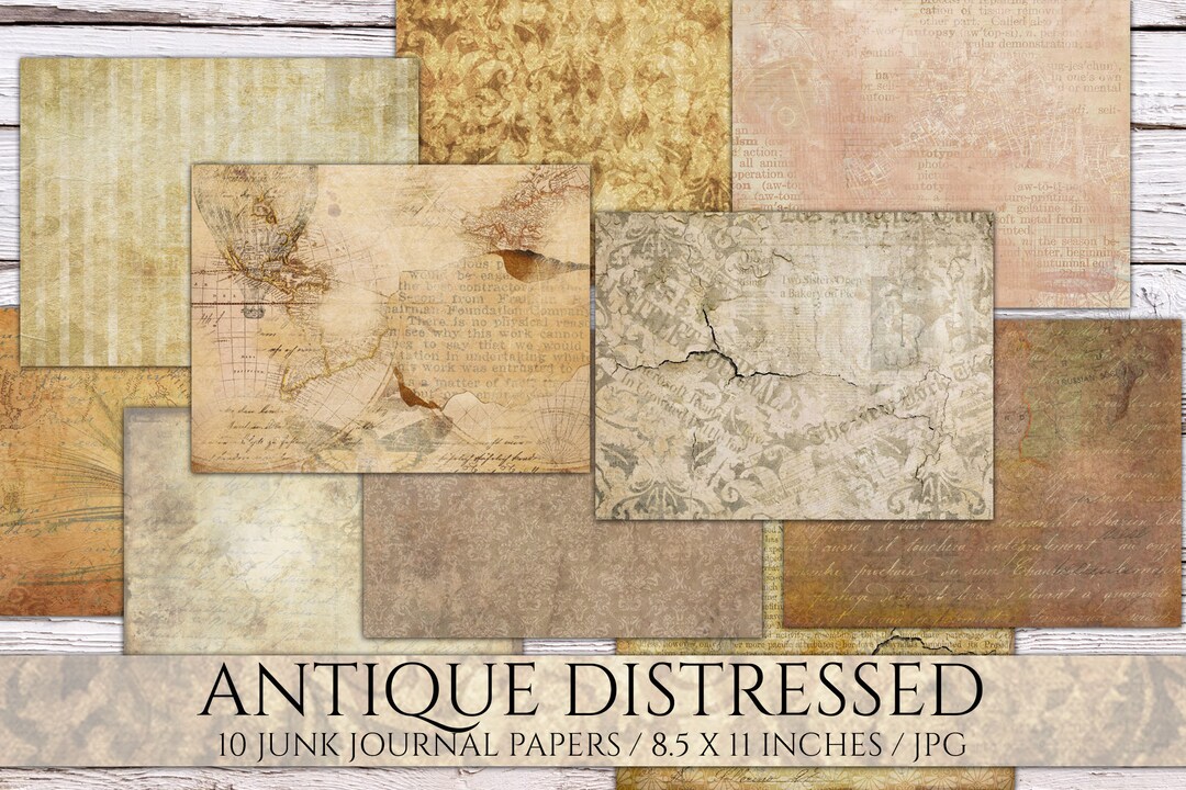 Digital Journal Paper, Distressed Pages, Antique Tan, Junk Journal ...
