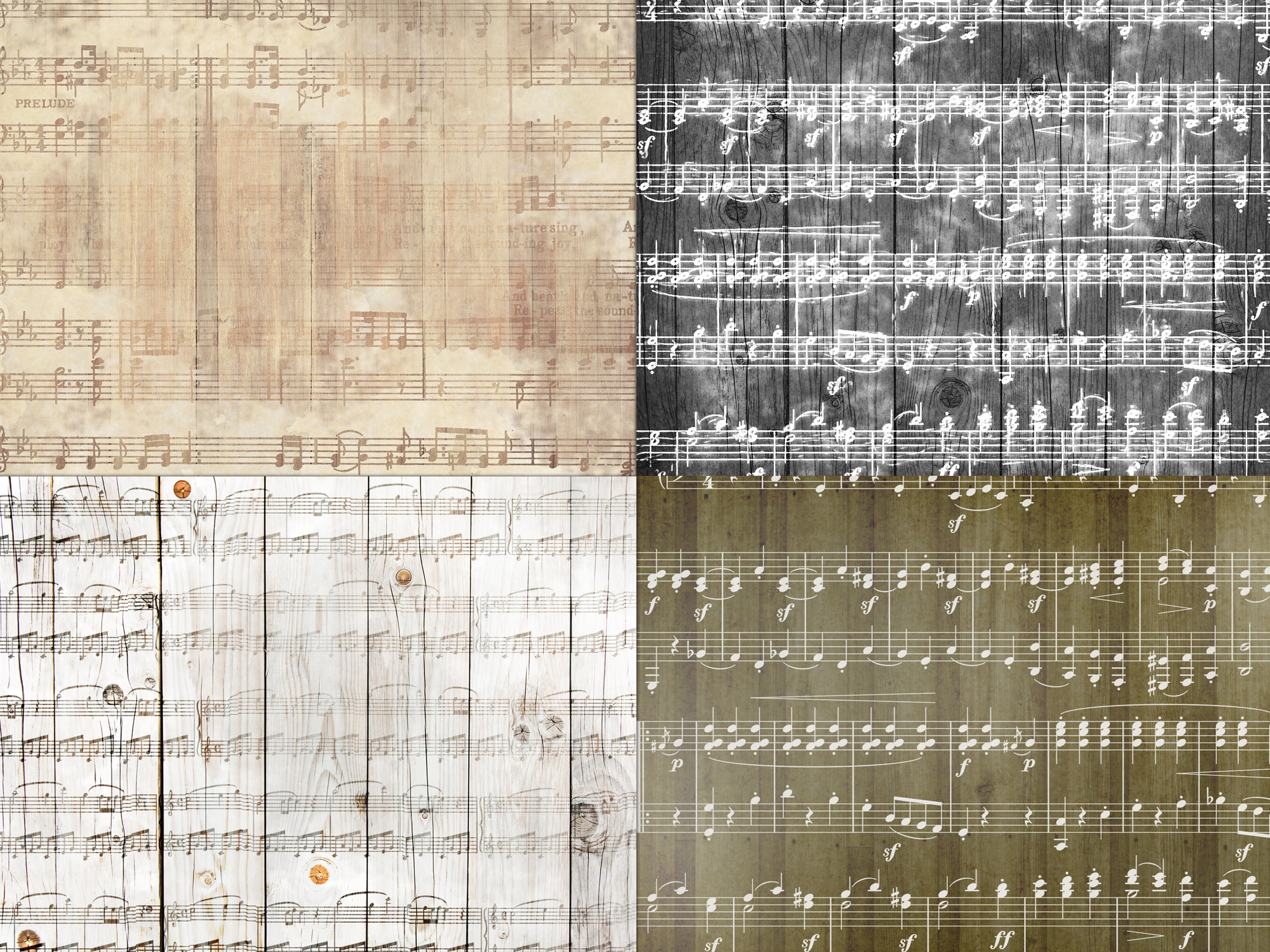 Rustic Music Papers Digital Scrapbook Wood Page Junk - Etsy